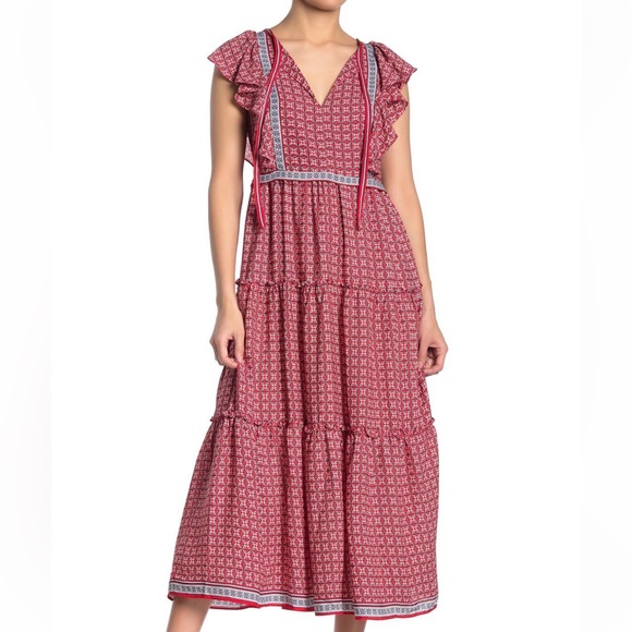 Max Studio | Dresses | Max Studio Red Tiered Maxi Dress | Poshmark